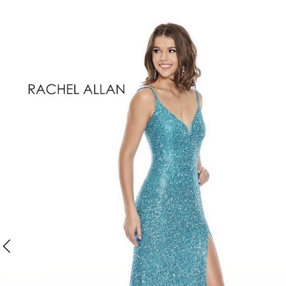 Rachel Allen | Dresses | Rachel Allen Light Teal Beaded Gown Size 4 ...